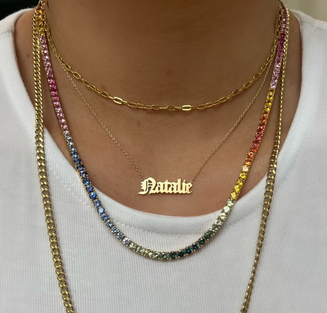Gothic nameplate necklace store