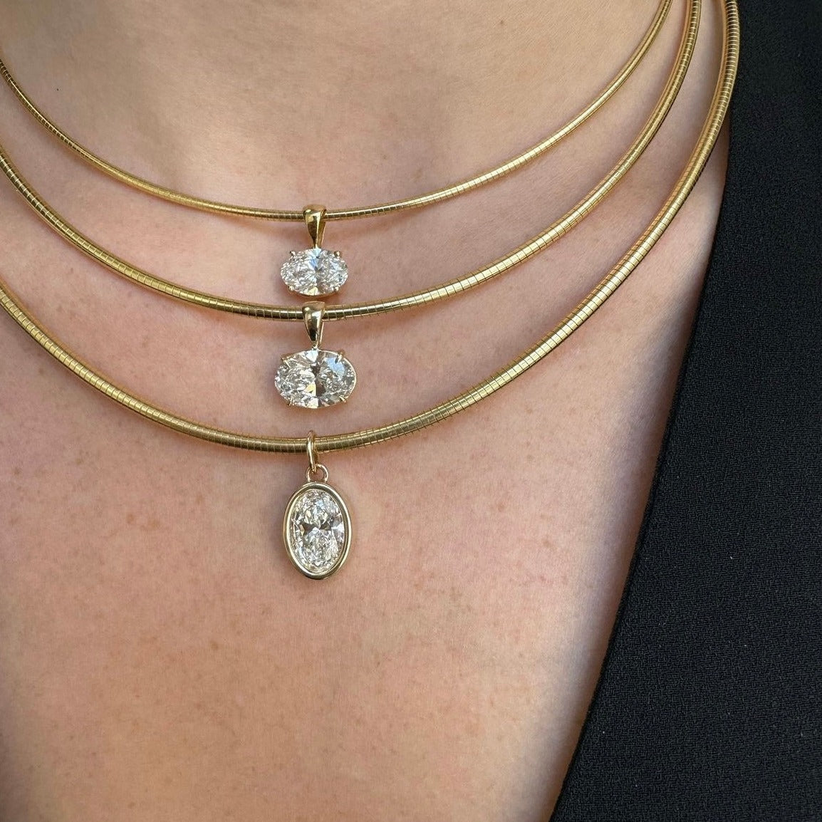 Omega Chain Necklace with Diamond Pendant – Alexandra Beth