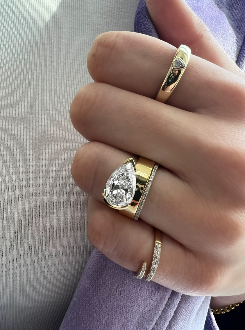 3.01 Carat Pear Cut Diamond Engagement Ring Alexandra Beth