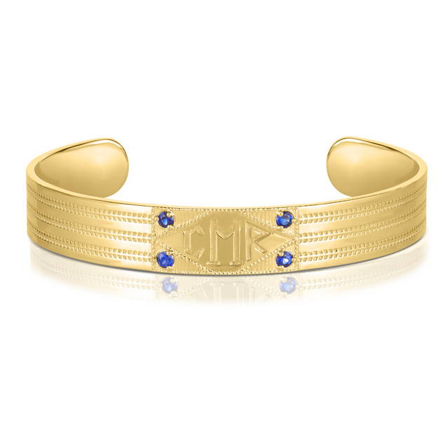 Custom Initial Cuff with Gemstones – Alexandra Beth