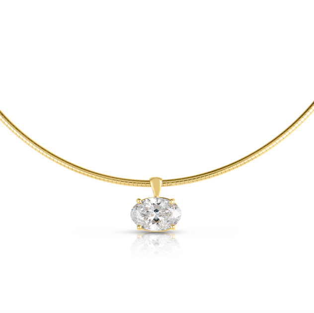 Omega Chain Necklace with Diamond Pendant – Alexandra Beth