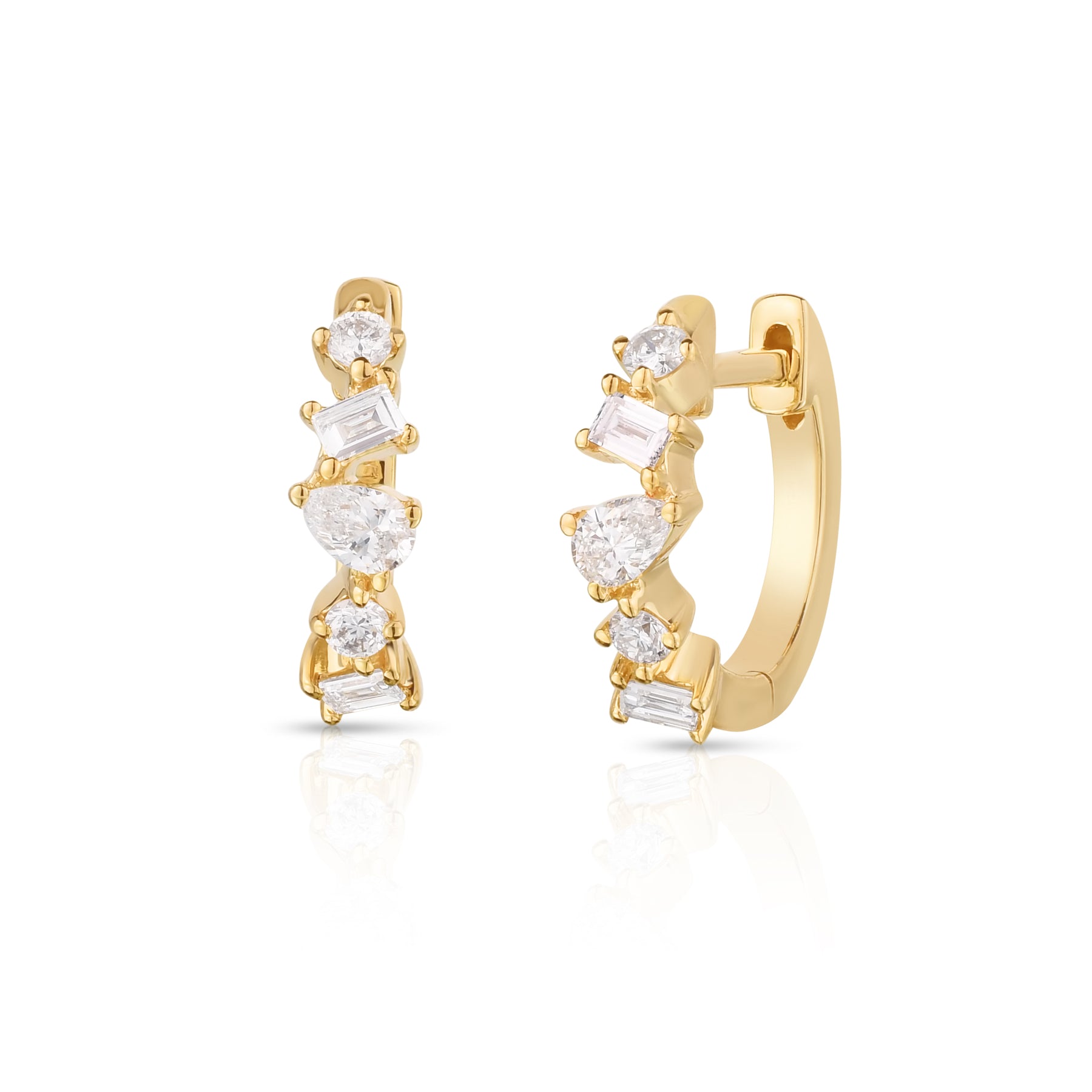 Mixed Shape Diamond Huggie Earrings – Alexandra Beth